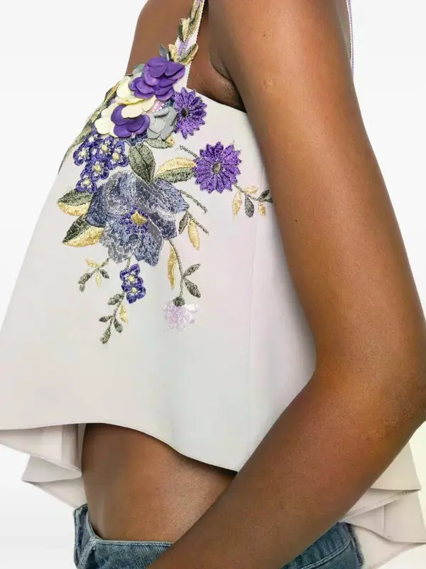 GEMY MAALOUF Embroidered-flowers One-shoulder Top