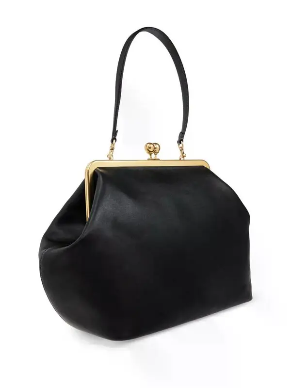 COACH Large Kisslock Frame Clutch - Black