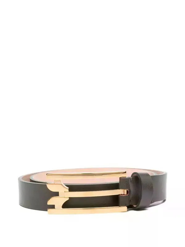 Victoria Beckham Leather Belt With Logo Buckle - Green