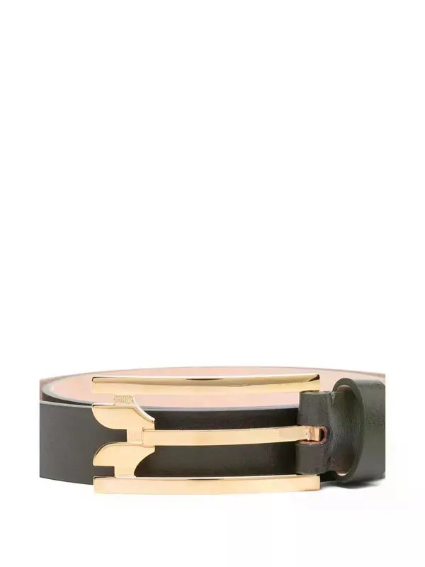 Victoria Beckham Leather Belt With Logo Buckle - Green