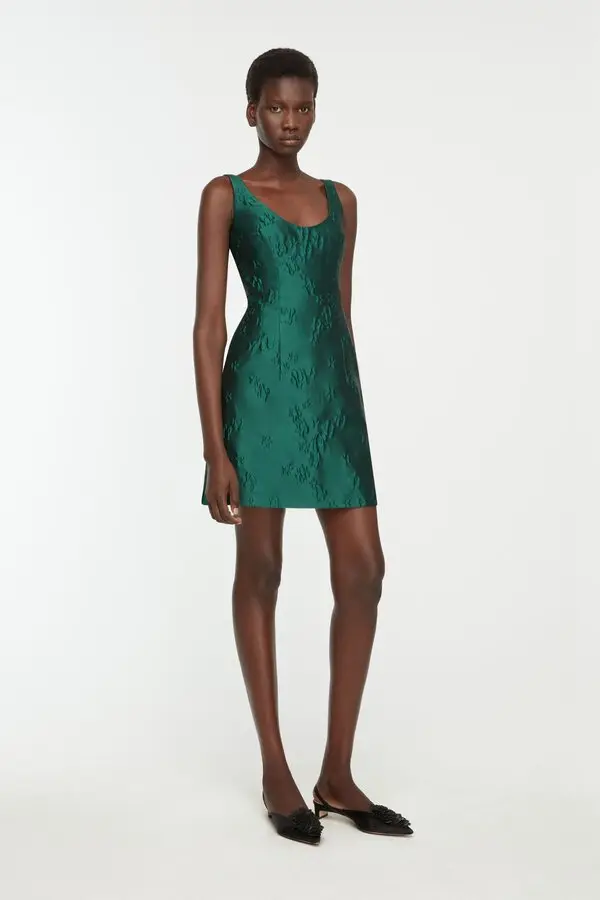 EMILIA WICKSTEAD Emerald Ditsy Floral Jacquard Dress - Green