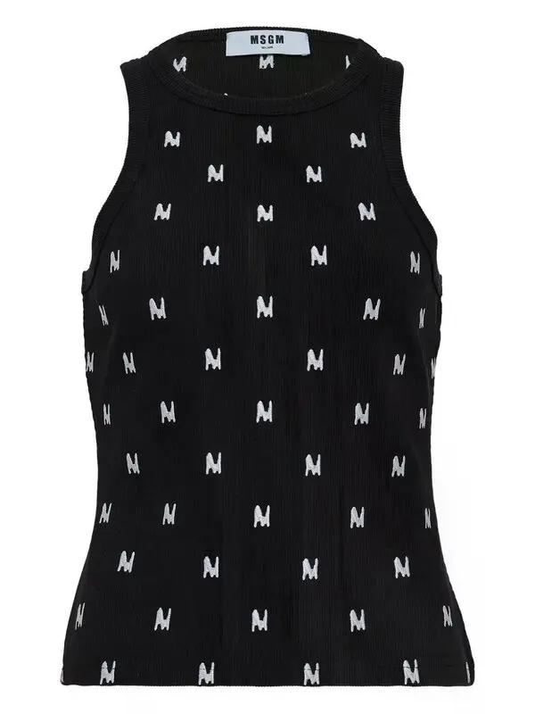 MSGM Ribbed Logo-embroidered Tank Top