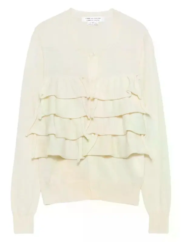 Comme Des Garçons Tiered-ruffle Cardigan - White