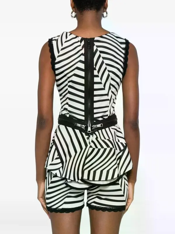 GEMY MAALOUF Striped Ruffled Top