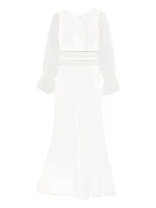 GEMY MAALOUF Lace Insert Flared Jumpsuit - White