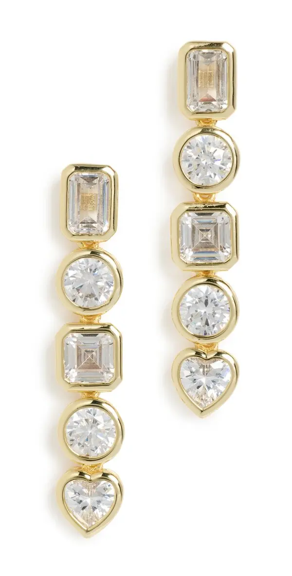 BY ADINA EDEN Cz Multi Shape Bezel Drop Stud Earrings - Gold