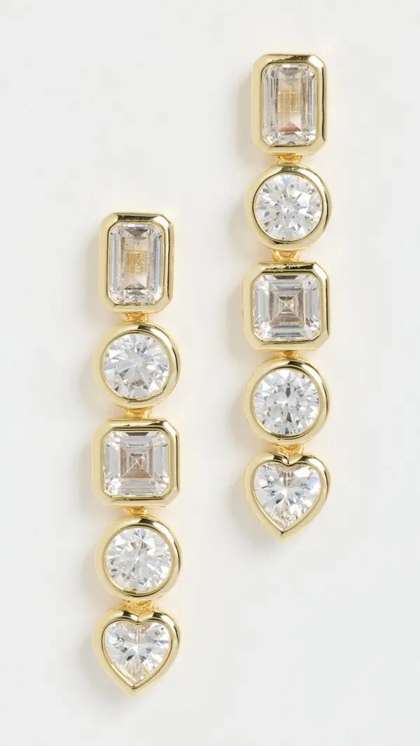 BY ADINA EDEN Cz Multi Shape Bezel Drop Stud Earrings