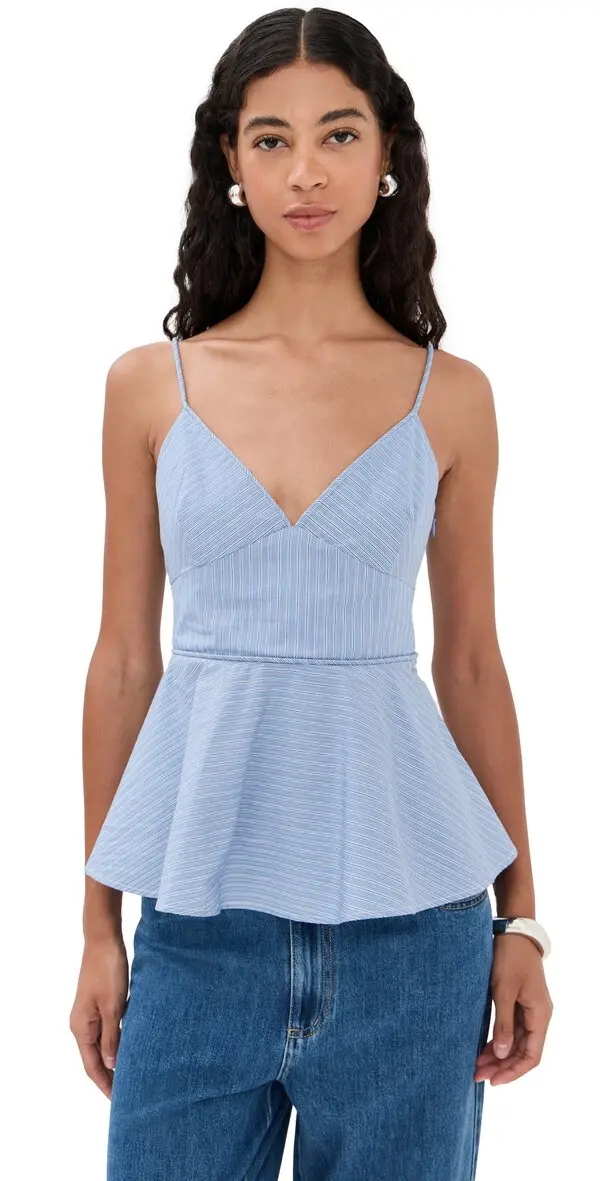 Co Striped Peplum Camisole