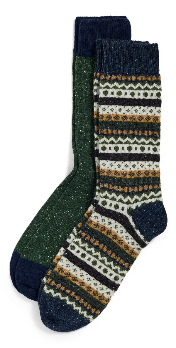Barbour Fair Isle Socks Pack Of 2 - Classic Mix