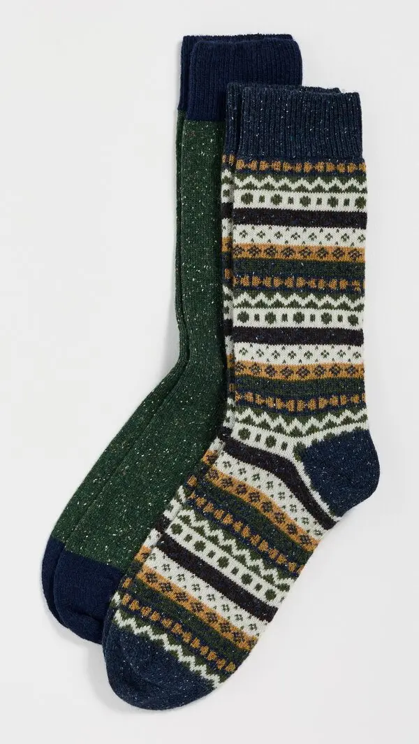 Barbour Fair Isle Socks Pack Of 2 - Classic Mix