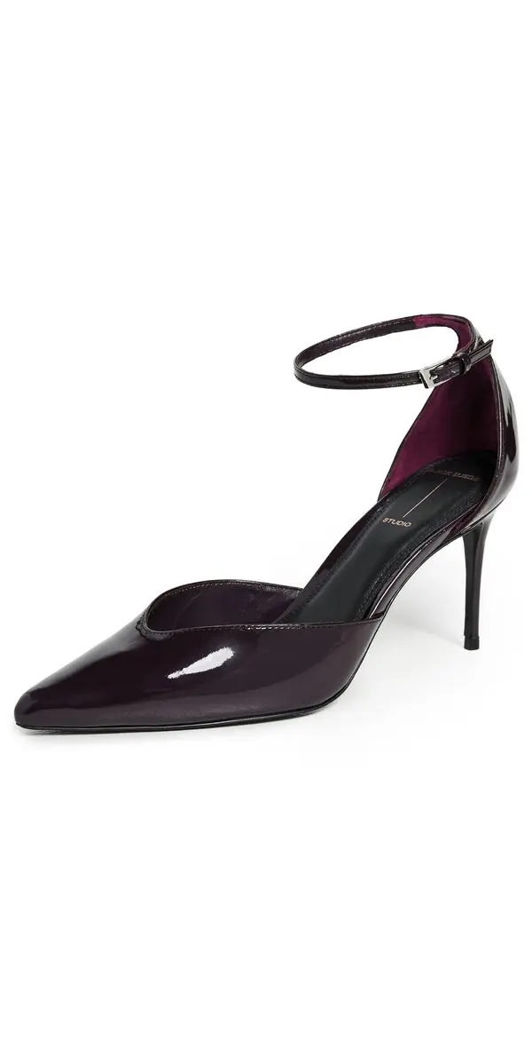 BLACK SUEDE STUDIO Darcie 80mm Heels - Dark Plum Patent Leather