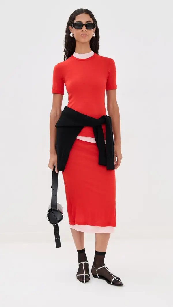 JIL SANDER Double-layered Wool Skirt