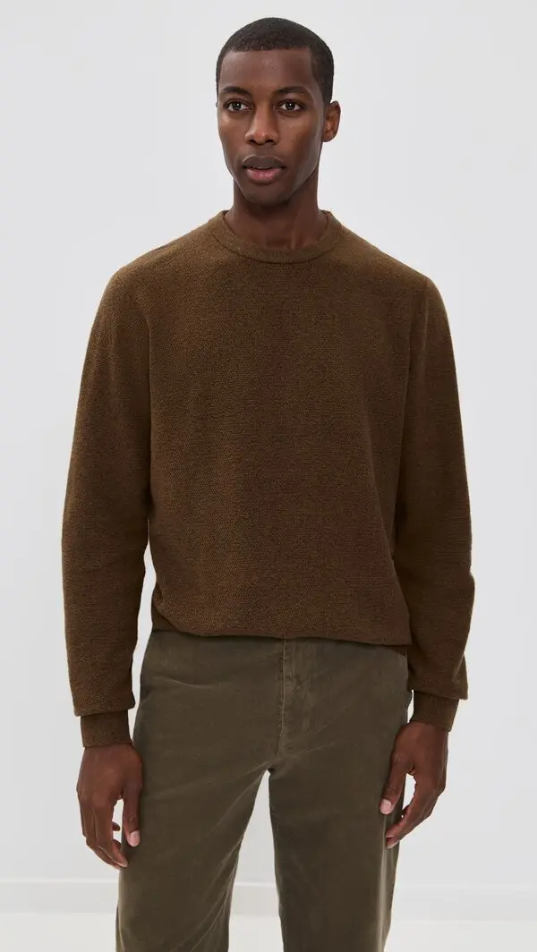 Faherty Brand Jackson Crew Sweater - Trail Brown Heather