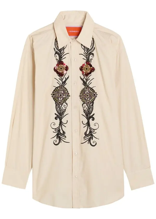 La DoubleJ Embroidered Cotton Poplin Shirt