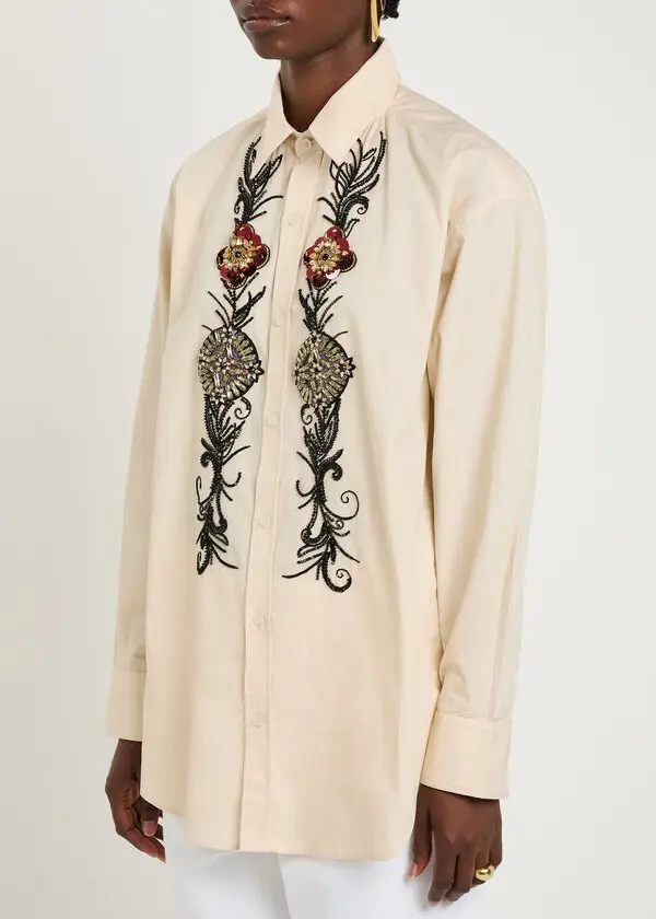 La DoubleJ Embroidered Cotton Poplin Shirt