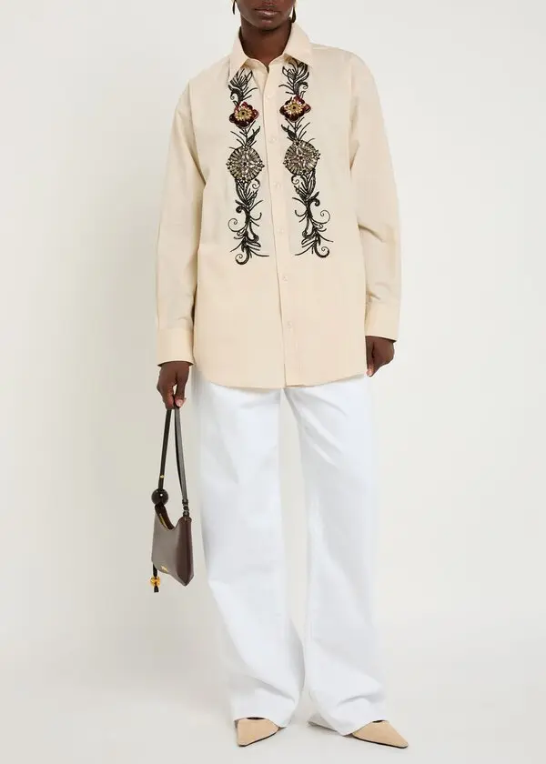 La DoubleJ Embroidered Cotton Poplin Shirt