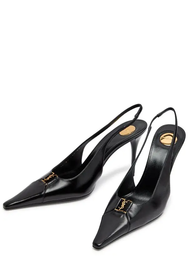 Saint Laurent Babylone 90 Leather Slingback Pumps - Black