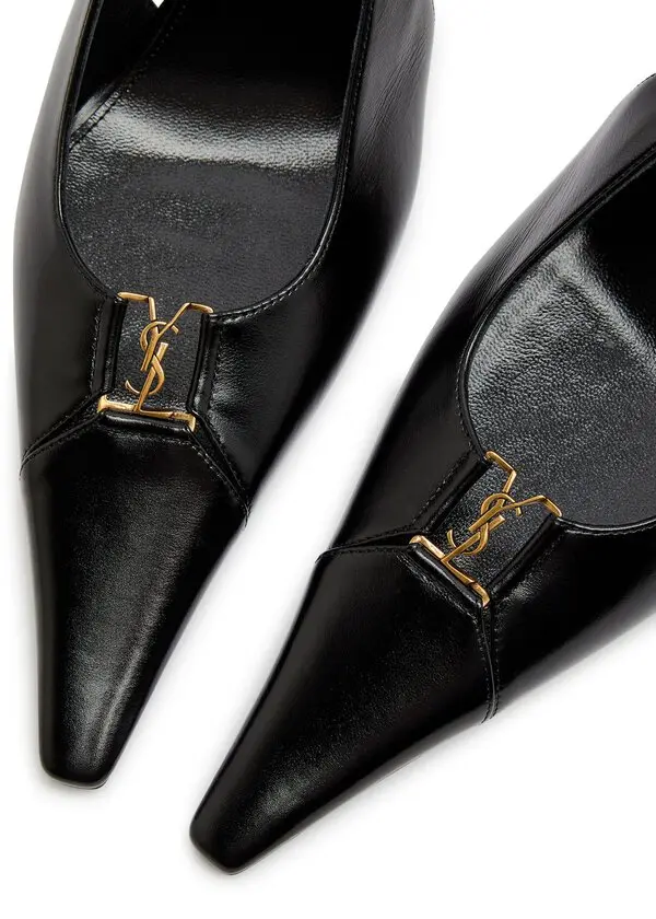 Saint Laurent Babylone 90 Leather Slingback Pumps - Black