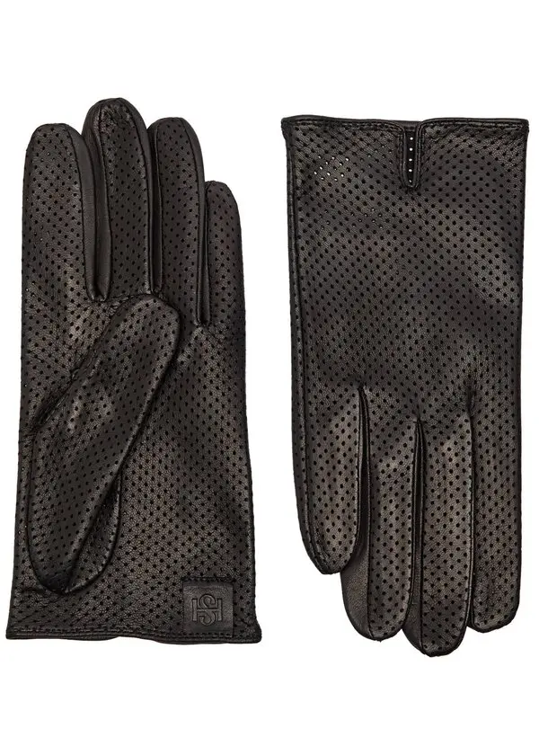 HANDSOME STOCKHOLM Perforated Leather Gloves - Black