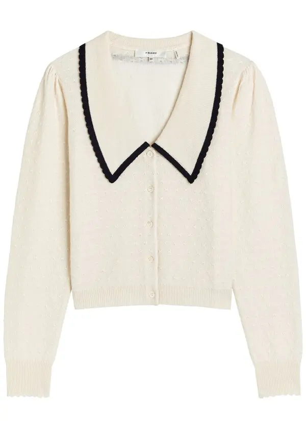 FRAME Pointelle Cashmere Cardigan - Cream