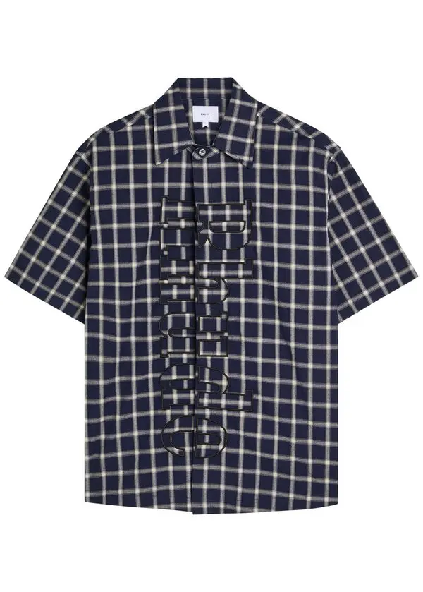 Rhude Center Logo Button Up Shirt - Navy