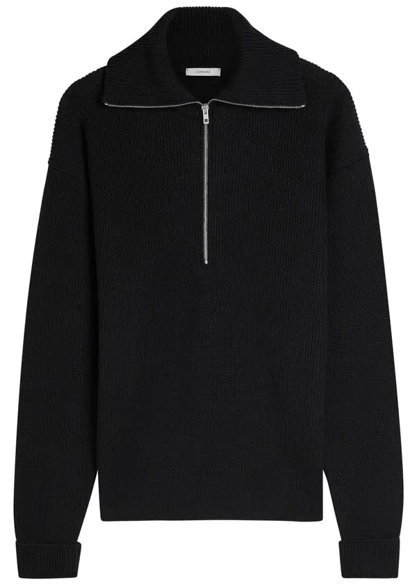 LEMAIRE Half-zip Ribbed Wool Jumper