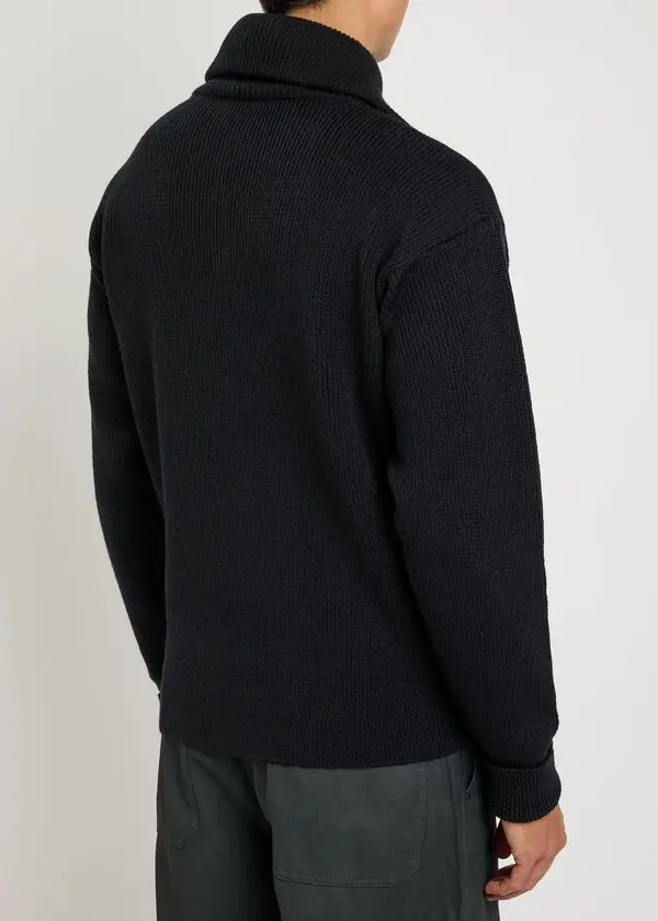 LEMAIRE Half-zip Ribbed Wool Jumper