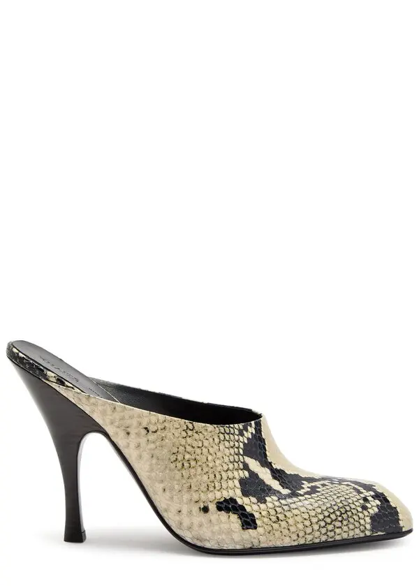 Khaite Colt 100 Python-effect Leather Mules