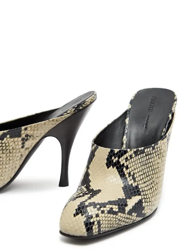 Khaite Colt 100 Python-effect Leather Mules
