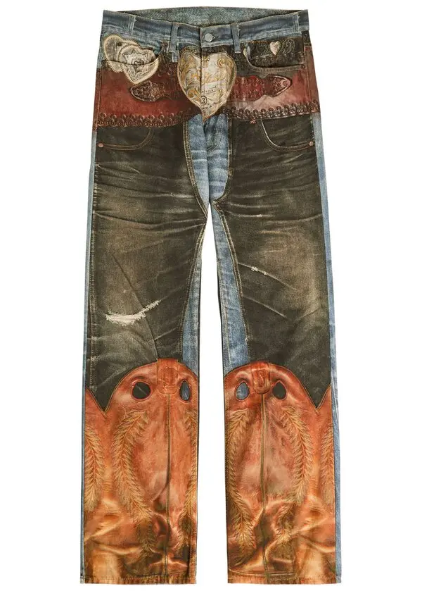 Acne Studios Printed Straight-leg Jeans - Blue