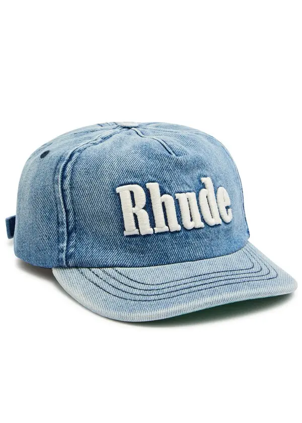 Rhude Logo-embroidered Denim Cap - Light Blue