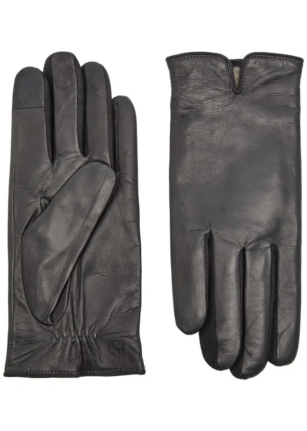 HANDSOME STOCKHOLM Essentials Leather Gloves - Dark Grey