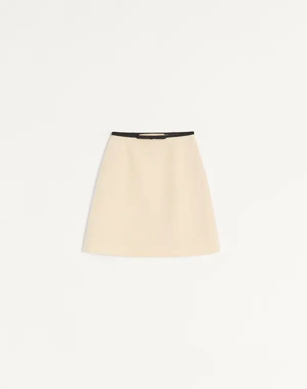 Valentino Garavani Plain Wool Tweed A-line Skirt - Almond/black
