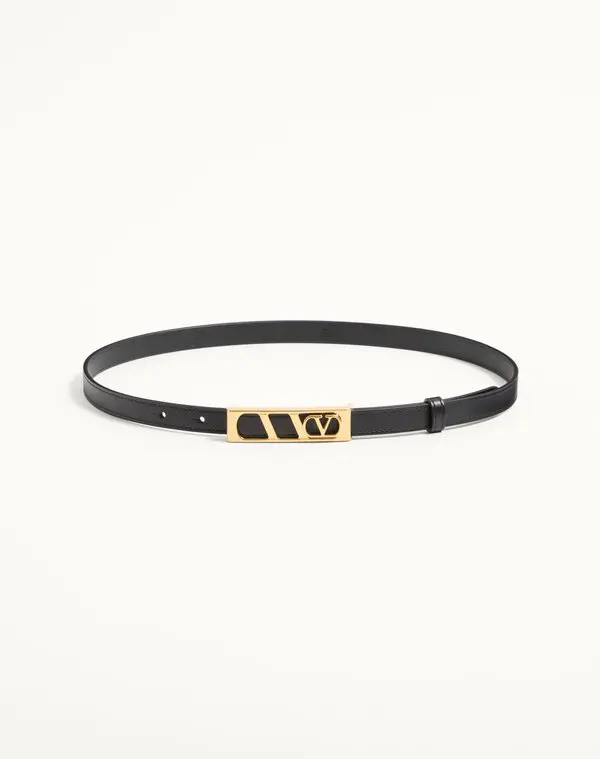 Valentino Garavani Vlogo Signature Calfskin Leather Belt - Black