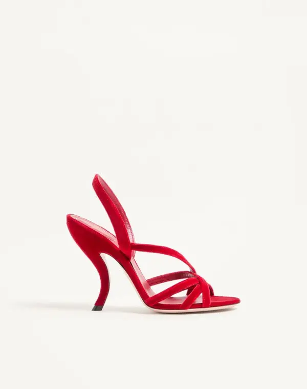 Valentino Garavani Fetishique 105mm Velvet Sandal - Rosso Valentino