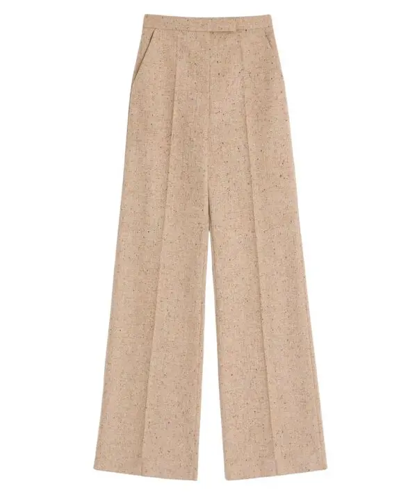Valentino Garavani Natté Buttoned Weave Palazzo Trousers - Ivory/beige