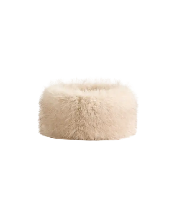 Valentino Garavani Vlogo Signature Faux Fur Headband - Beige