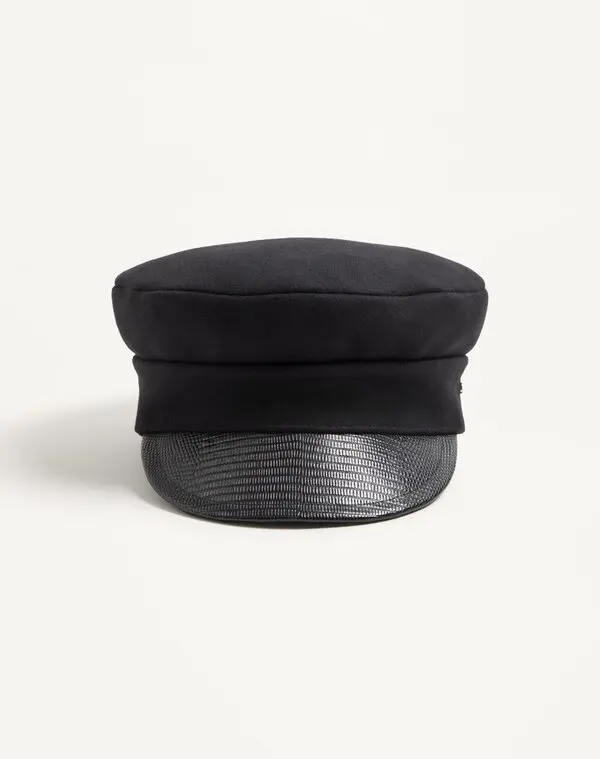 Valentino Garavani Vlogo Signature Wool Cap - Black/gold