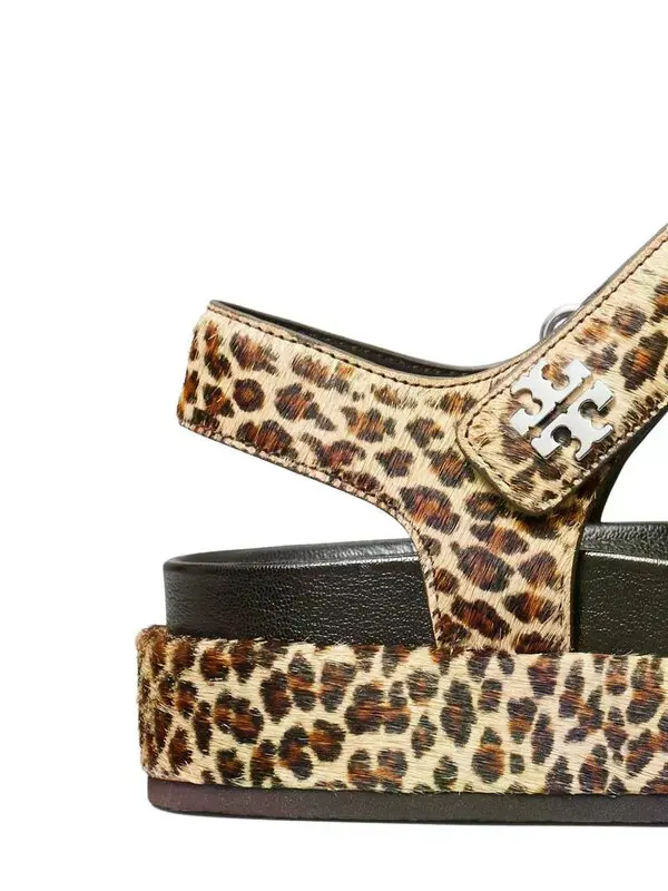 Tory Burch Leopard-print Triple-strap Platform Sandals