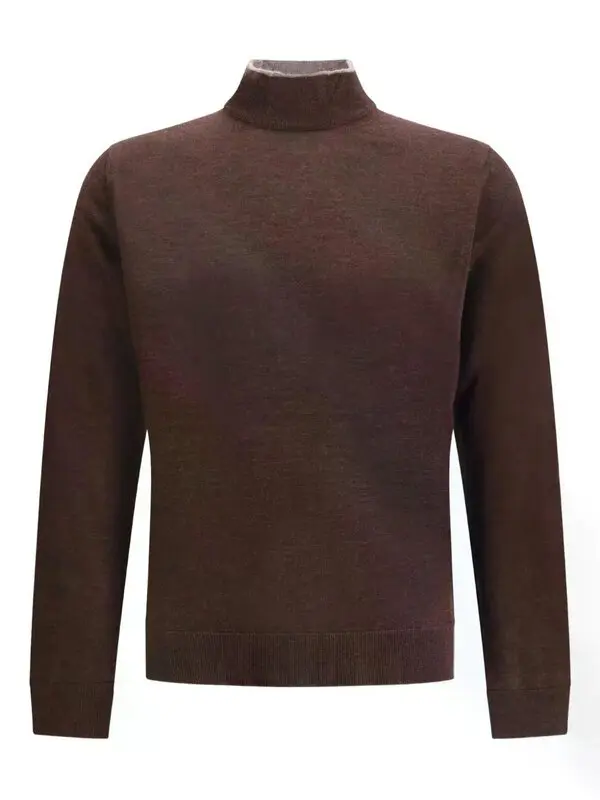 CRUNA Long-sleeved Mock Neck Sweater - Brown