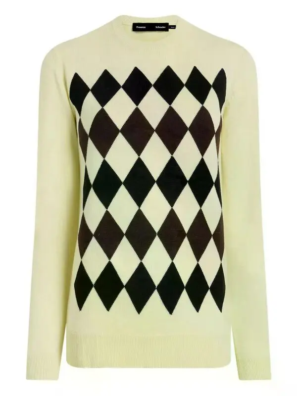 Proenza Schouler Diamond-pattern Merino Wool-silk Blend Sweater - Yellow