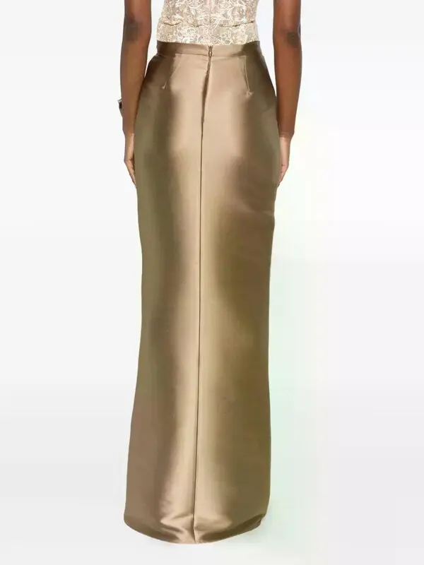 GEMY MAALOUF Straight Hem Ruffled Slit Skirt