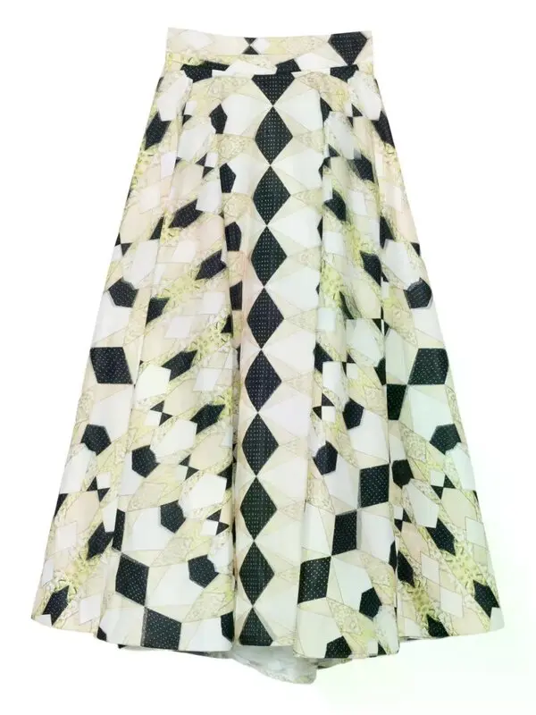 GEMY MAALOUF Geometric-print Pleated Midi Skirt