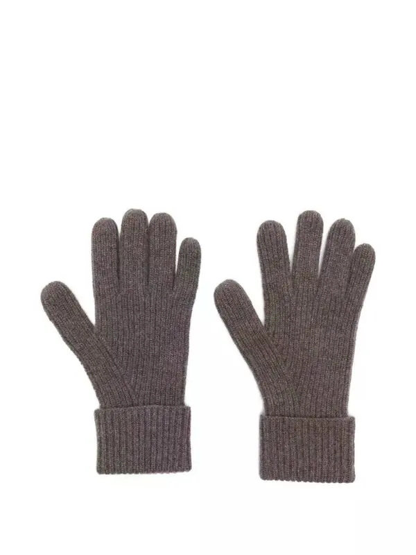N.peal Cashmere Ribbed Gloves - Brown