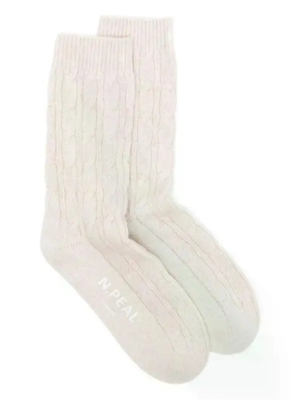 N.peal Cable House Socks - Neutrals