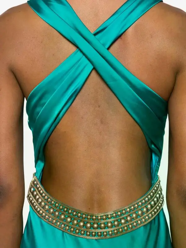 Gemy Maalouf Stud-Embellished V-Neck Maxi Dress In Green - 61% Off |  Editorialist