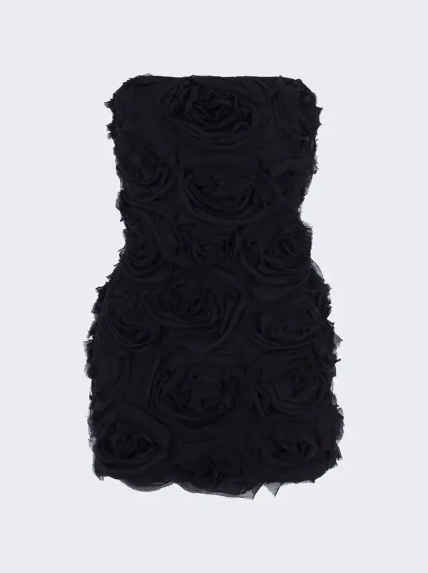 Zeynep Arçay Mini Dress With Rose Motifs - Black