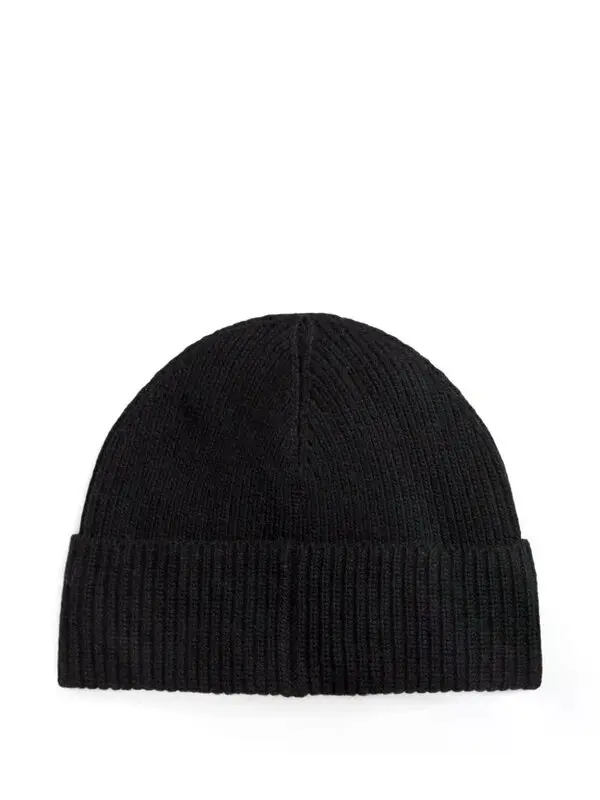 Polo Ralph Lauren Bear-embroidered Ribbed Beanie - Black