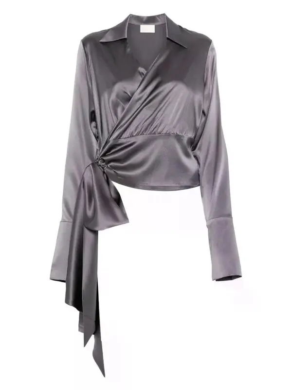 DANAMÉ Satin Wrap Blouse