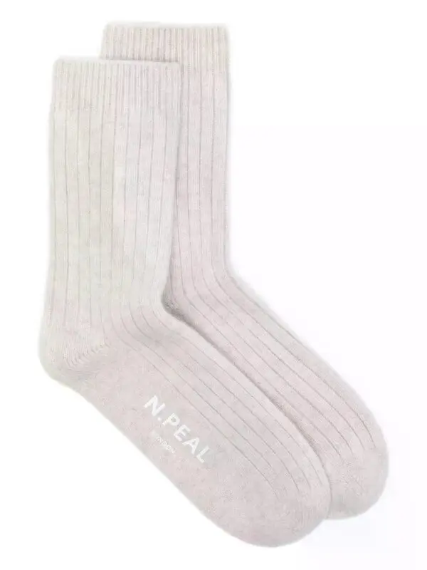 N.peal Ribbed Ankle Socks - Grey